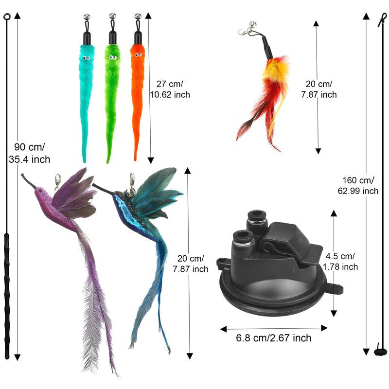 2 Wands with Base & 6 Feather Interactive Cat Toy Set – The Place To ...